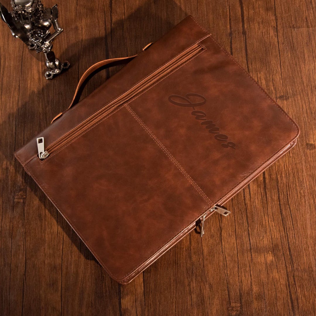 Personalized Pu Leather Portfolio, Refillable A4 Padfolio for Men ...