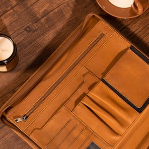 Personalized Leather Portfolio for Men, Genuine Leather Briefcase With ...