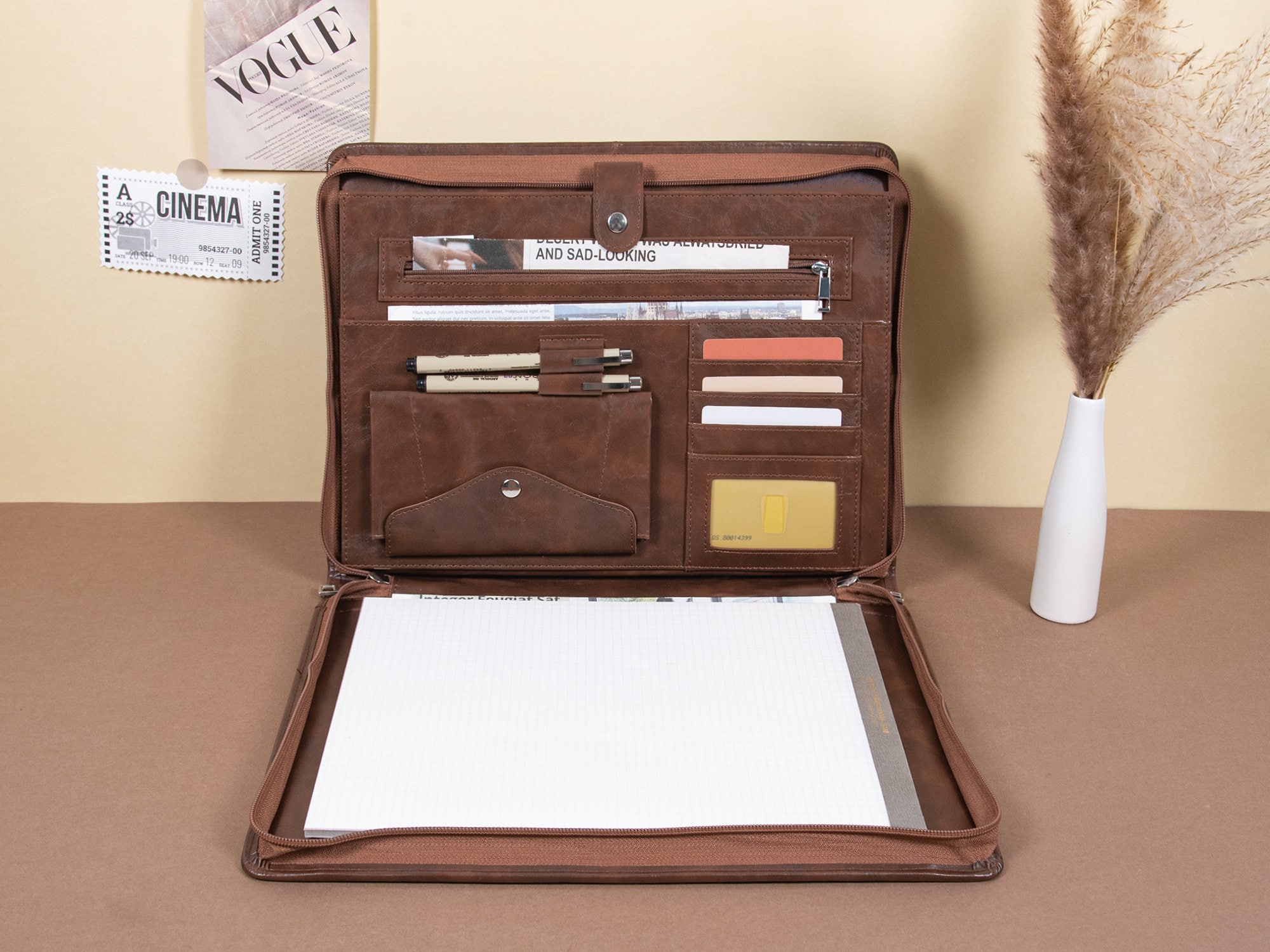 Personalized Colorful PU Leather Portfolio With Handle, A4 Notepad Case ...