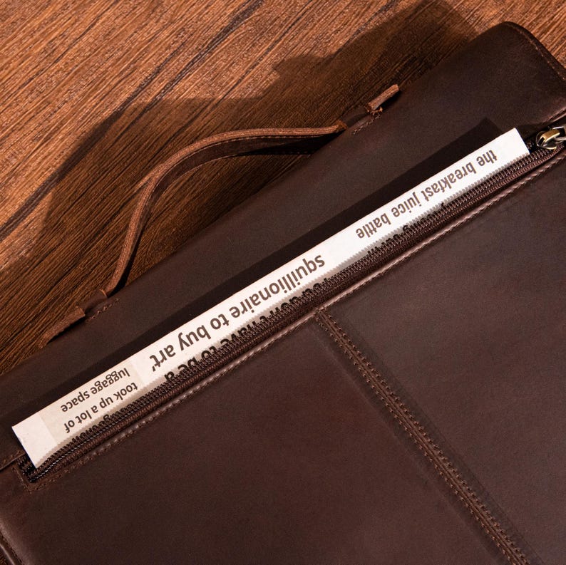 Name Logo Embossed Crazy Horse Leather Briefcase, Men's Custom ...