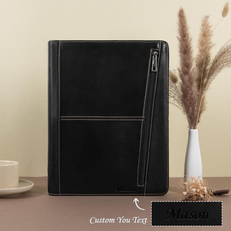 Personalized Leather Portfolio for Men, Genuine Leather Briefcase With ...