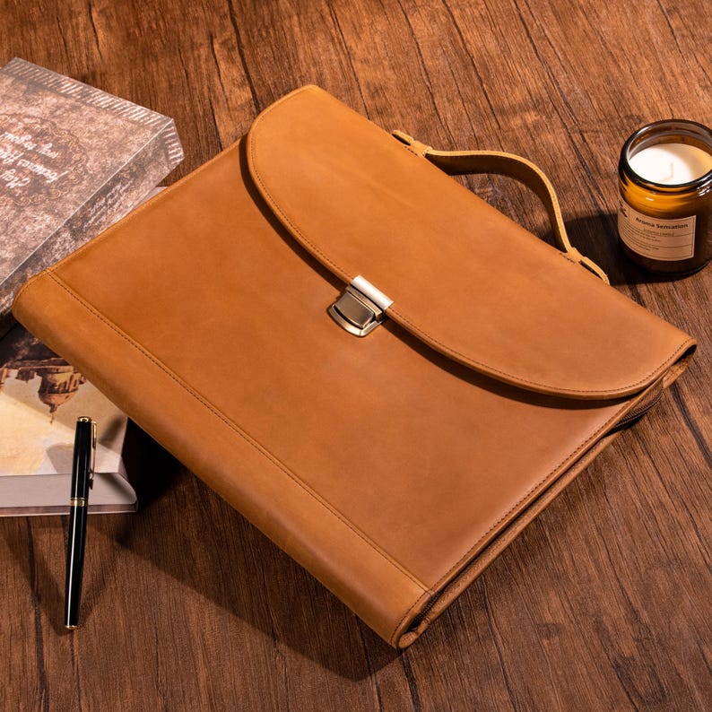 Personalized Leather Portfolio for Men, Genuine Leather Briefcase With ...