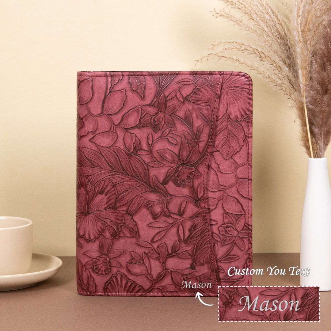 Personalized Leather Portfolio for Women, A5 Notepad Holder, Embossed ...