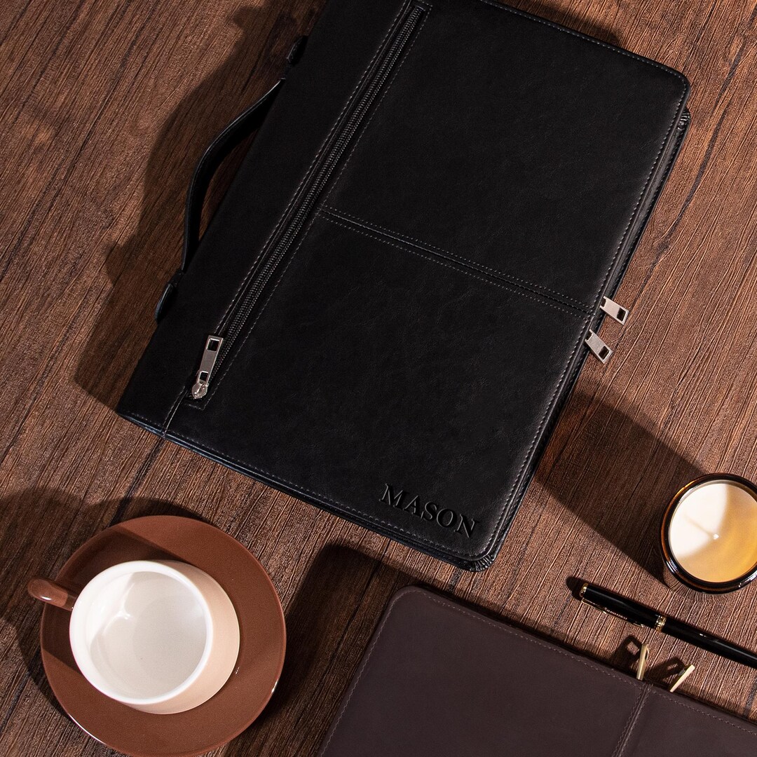 Personalized Name&logo Vegan Leather Portfolio, A4 Notebook Folder ...