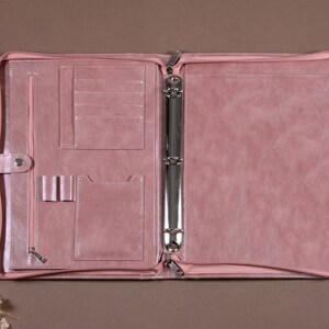Personalized Rose Gold Leather Portfolio, 3ring Padfolio Binder Women ...