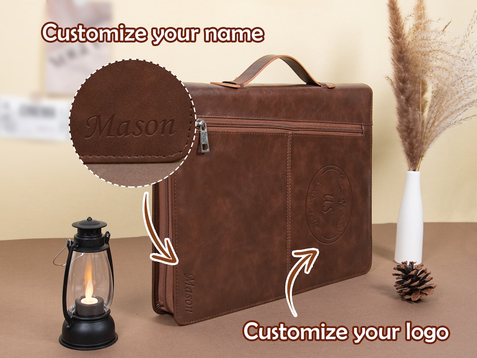 Personalized Colorful PU Leather Portfolio With Handle, A4 Notepad Case ...