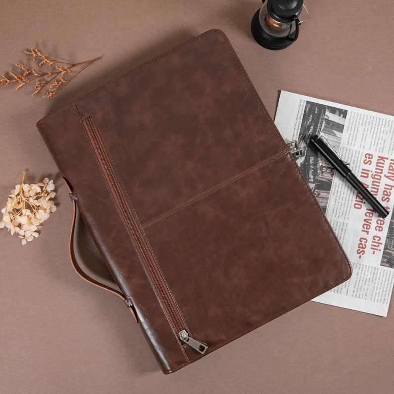 Personalized Colorful PU Leather Portfolio With Handle, A4 Notepad Case ...