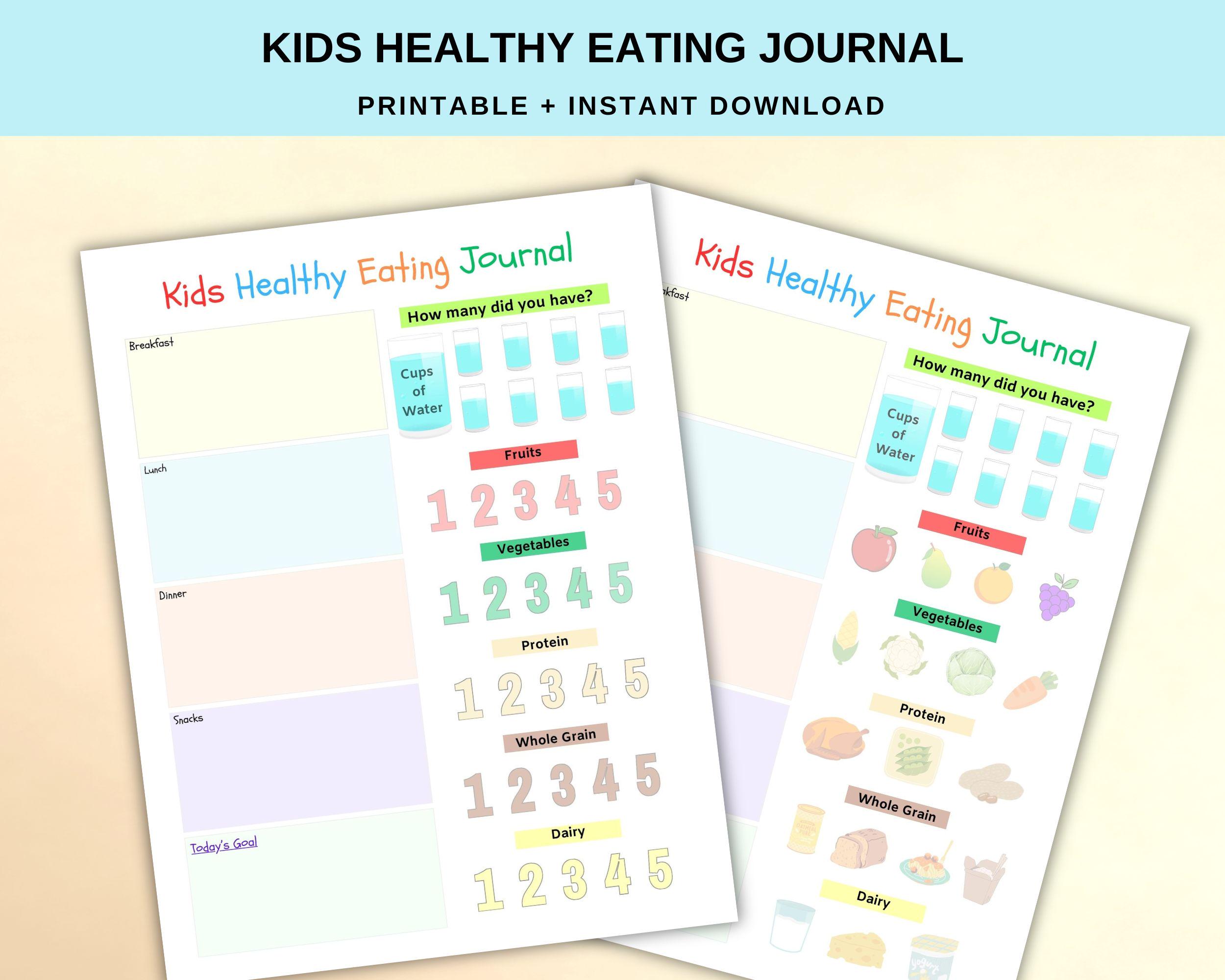 Kids Daily Food Chart, Printable Healthy Eating Tracker, Healthy Food ...