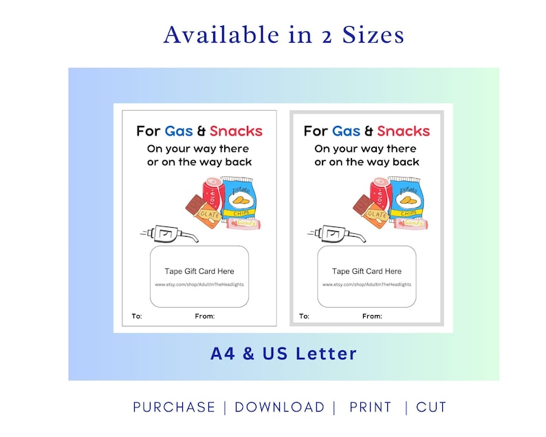 Printable Gas Station Gift Card Holder, Gas Gift Card, Gift Card Holder ...