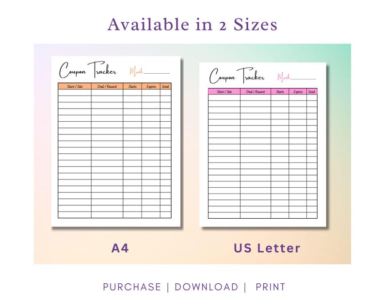 Coupon Tracker Printable, Coupon Code Tracker, Discount Sales Log ...