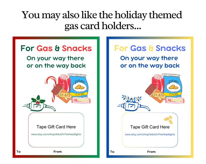 Printable Gas Station Gift Card Holder, Gas Gift Card, Gift Card Holder ...