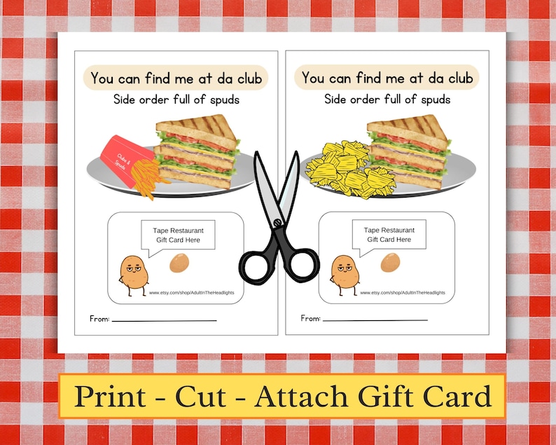 Printable Restaurant Gift Card Holder, Diner Gift Card Holder, Deli ...