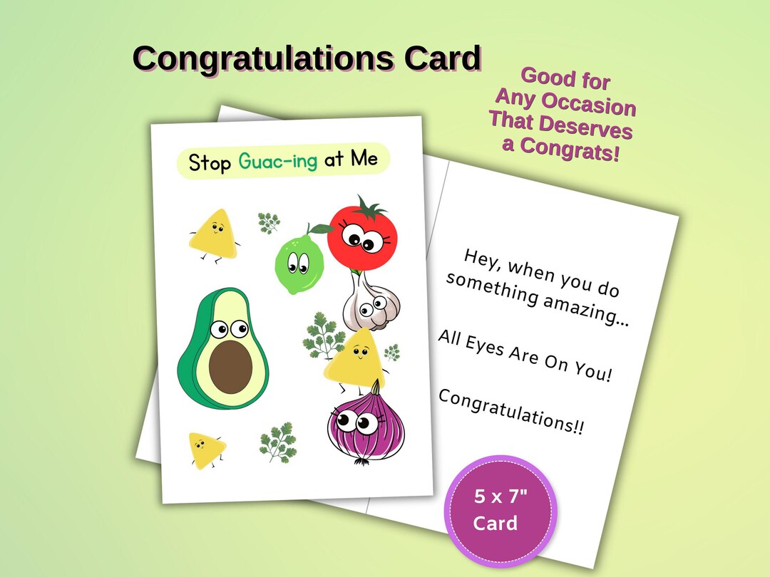 Printable Congratulations Card, Food Pun Card, Cute Congratulations ...