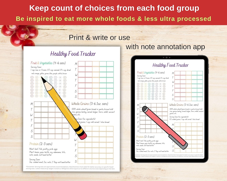 Printable Healthy Eating Tracker, Healthy Food Tracker, Food Diary ...