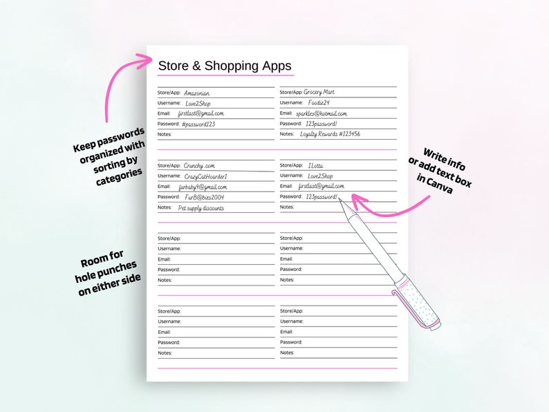 Printable Password Tracker Bundle, Editable Password Tracker Template ...