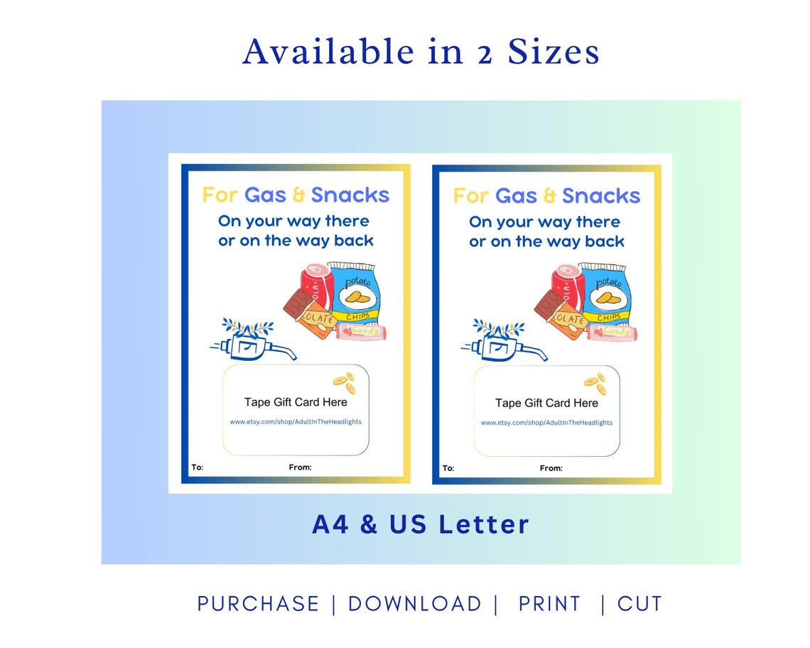 Printable Gas Station Gift Card Holder, Hanukkah Gift, Holiday Gift ...