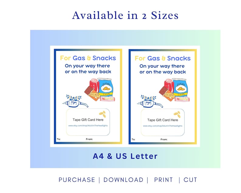 Printable Gas Station Gift Card Holder, Hanukkah Gift, Holiday Gift ...