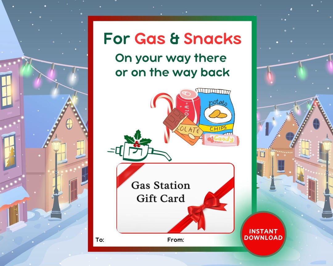 Printable Gas Station Gift Card Holder, Christmas Gift Card Holder, Gas ...