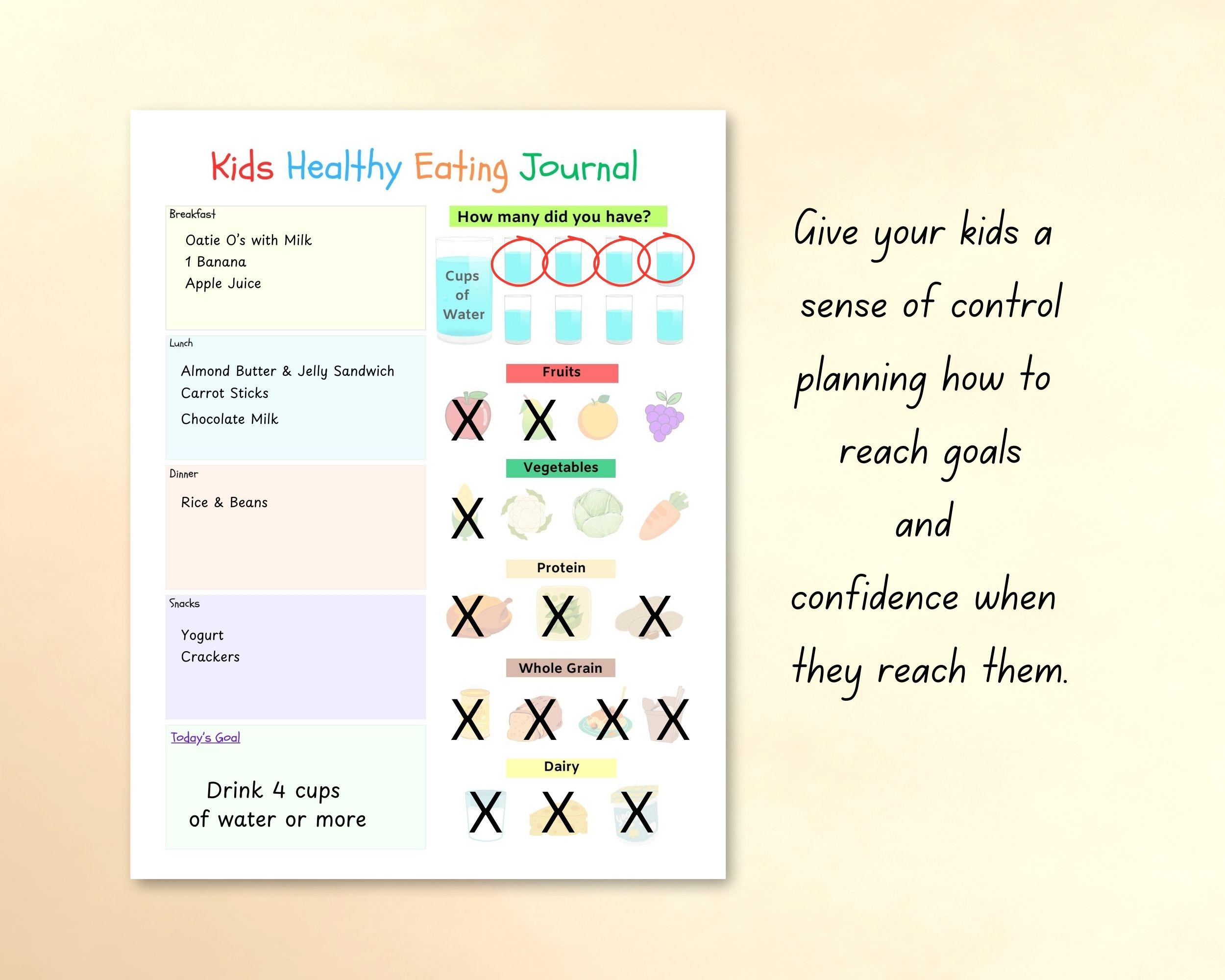 Kids Daily Food Chart, Printable Healthy Eating Tracker, Healthy Food ...