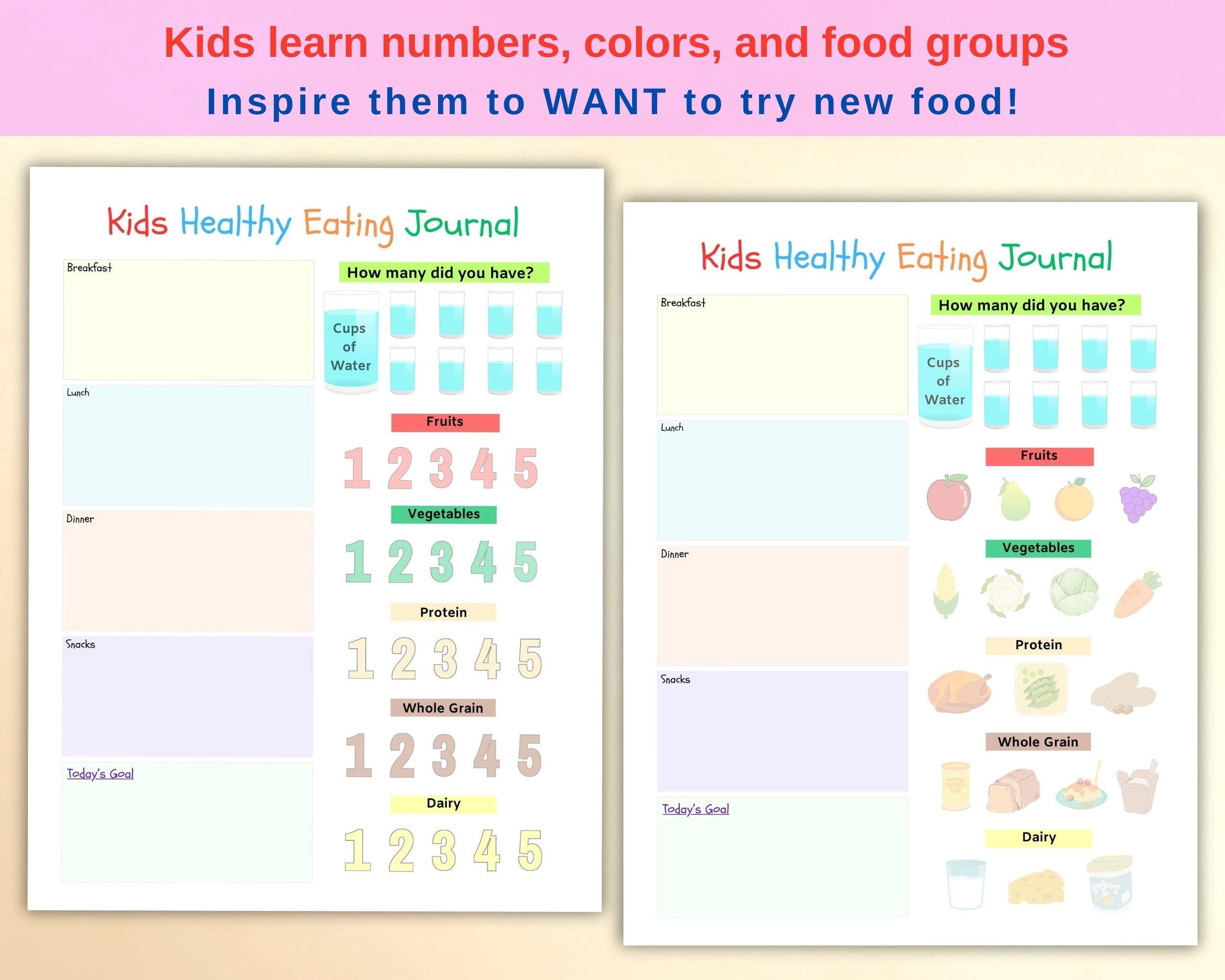 Kids Daily Food Chart, Printable Healthy Eating Tracker, Healthy Food ...
