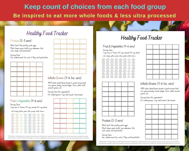 Printable Healthy Eating Tracker, Healthy Food Tracker, Food Diary ...