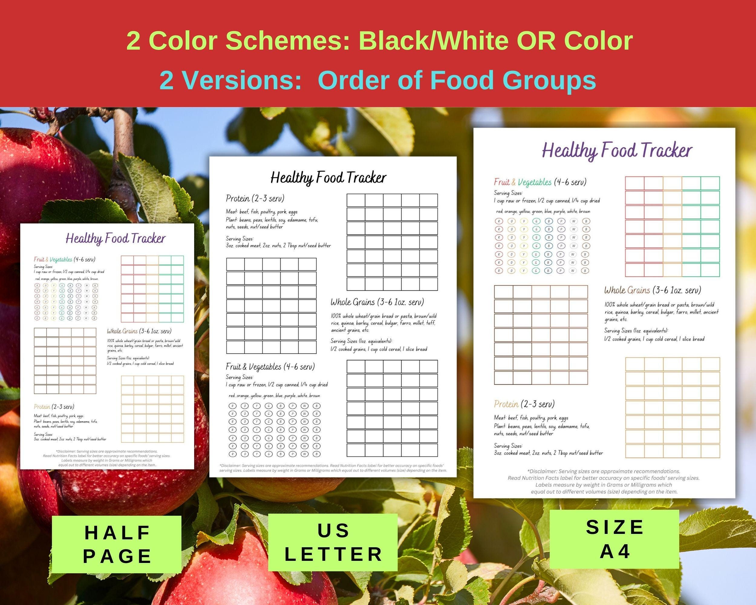 Printable Healthy Eating Tracker, Healthy Food Tracker, Food Diary ...