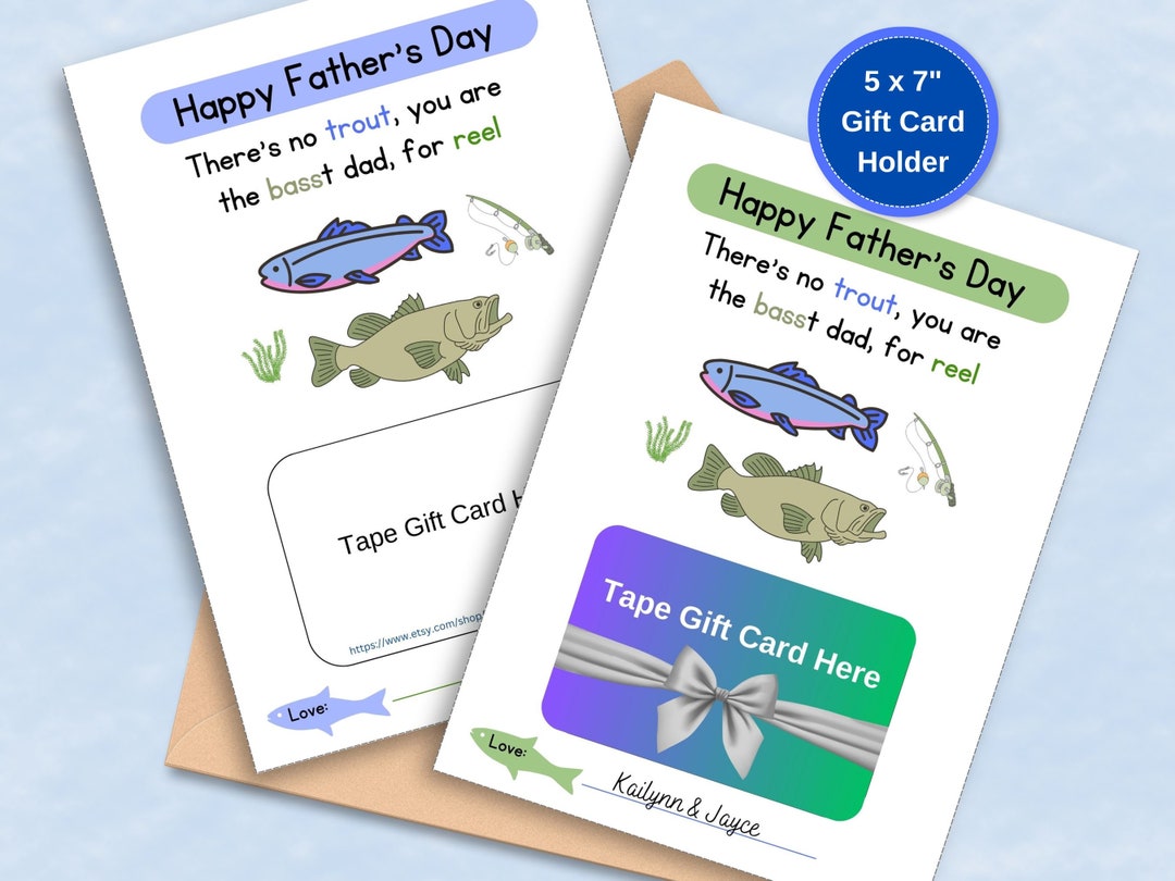 Happy Fathers Day Printable Fishing Gift Card Holder, Funny Fathers Day ...