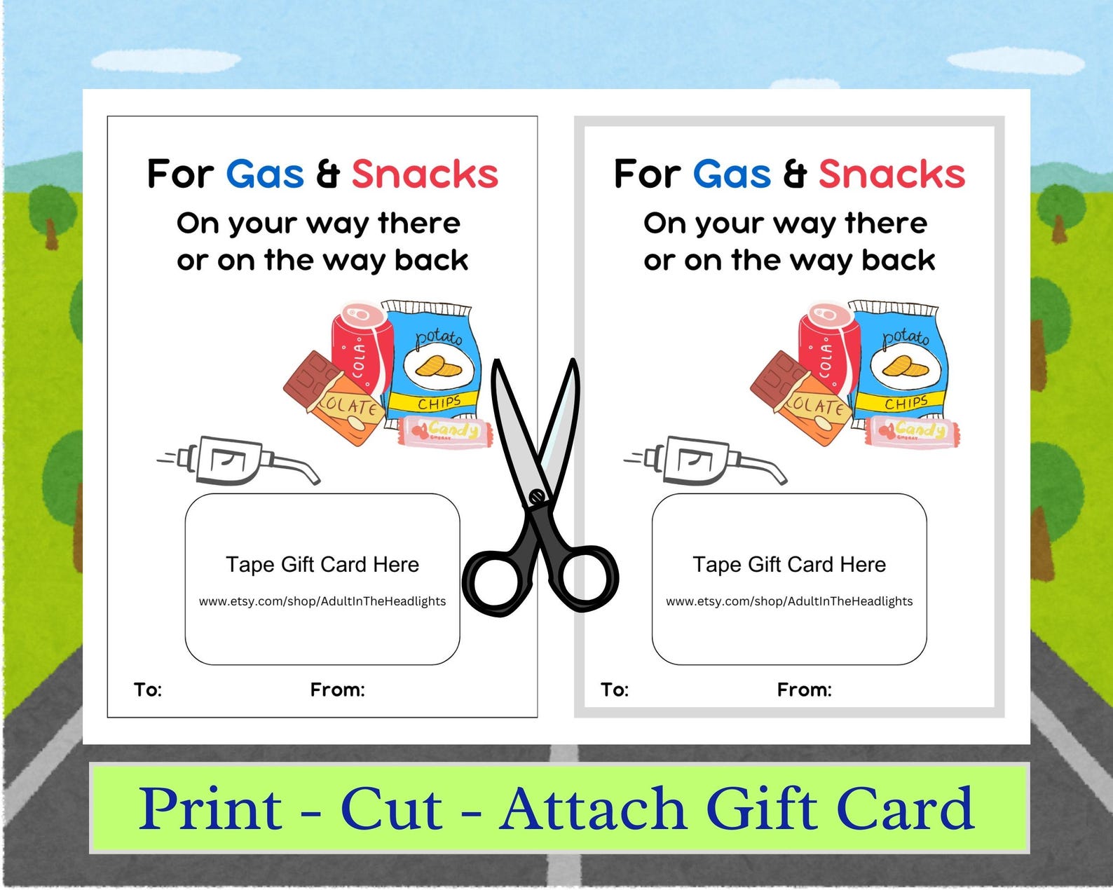 Printable Gas Station Gift Card Holder, Gas Gift Card, Gift Card Holder ...