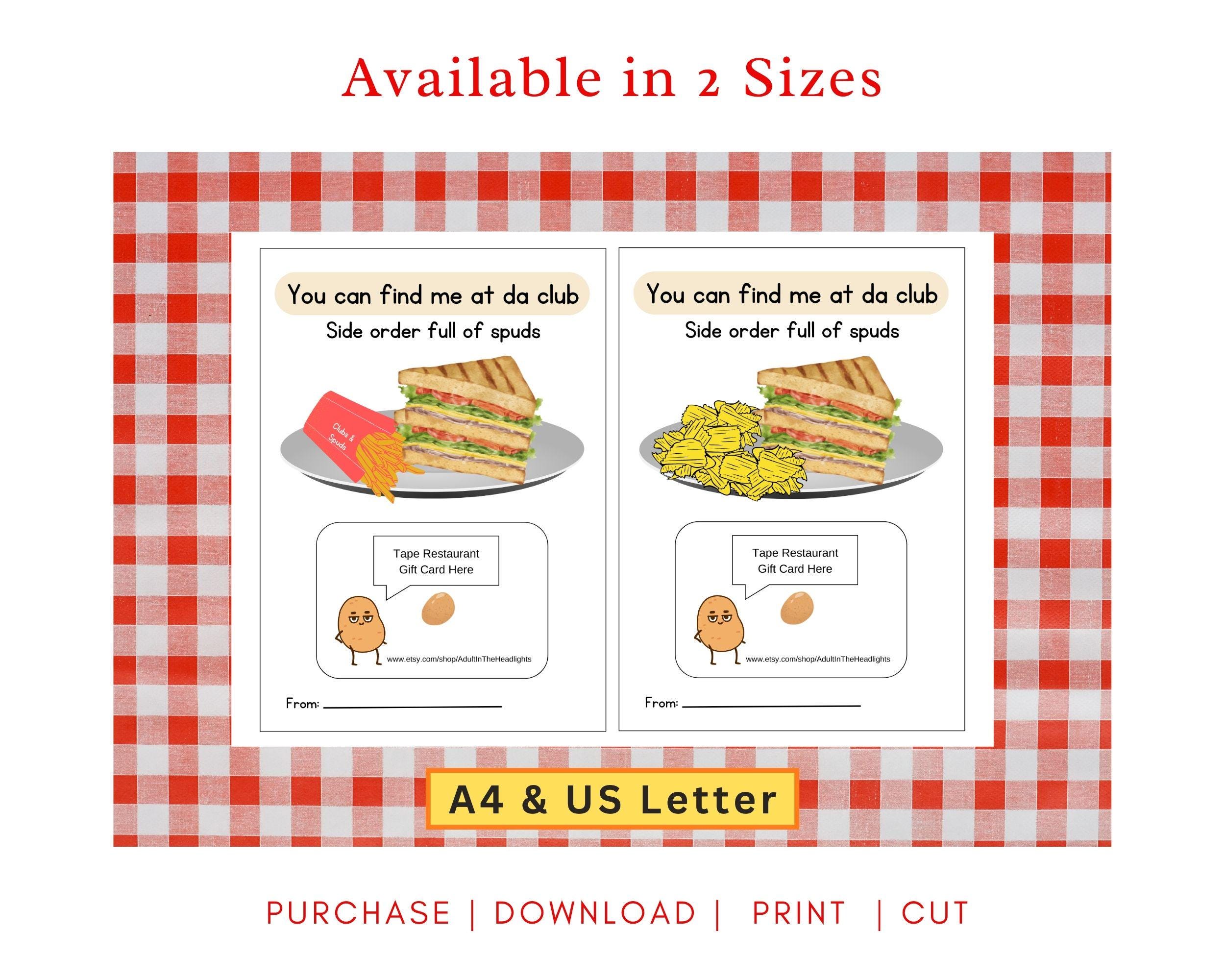 Printable Restaurant Gift Card Holder, Diner Gift Card Holder, Deli ...