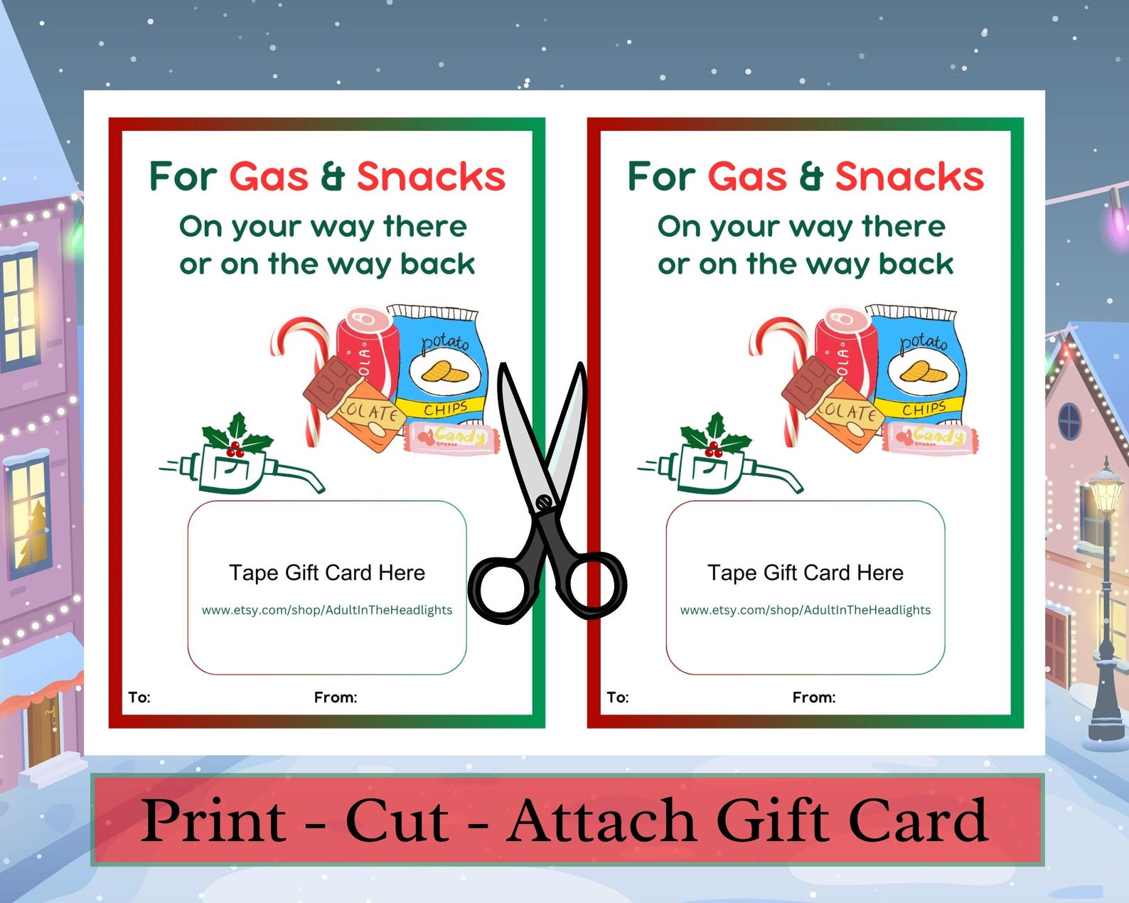 Printable Gas Station Gift Card Holder, Christmas Gift Card Holder, Gas ...