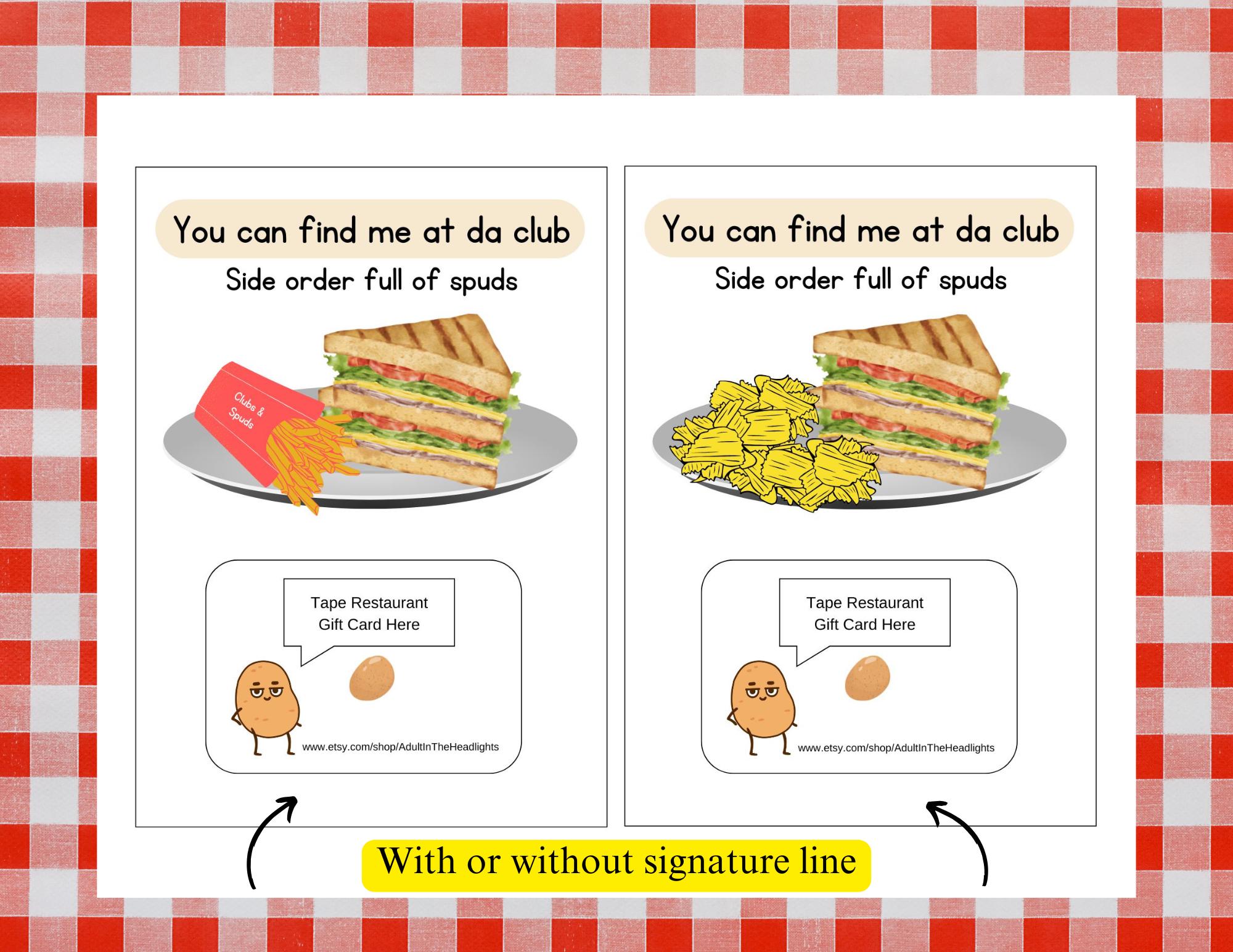 Printable Restaurant Gift Card Holder, Diner Gift Card Holder, Deli ...