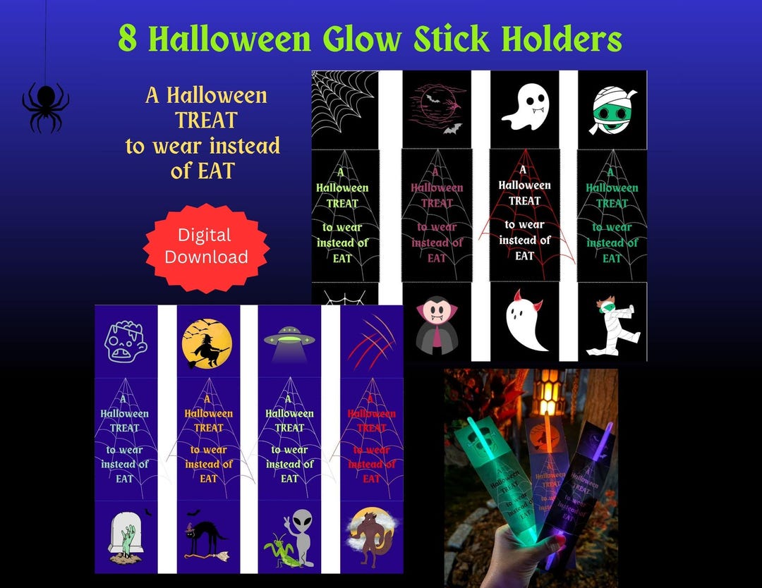 Halloween Glow Stick Tag Printable, Classroom Halloween Favor, Non ...