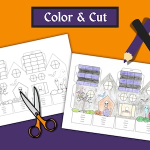 Halloween 3-D Paper Houses, Halloween Paper House Craft, Printable ...