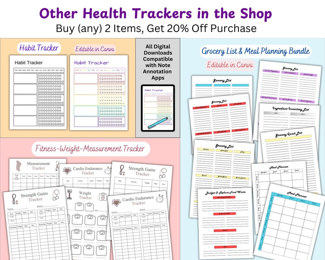 Printable Healthy Eating Tracker, Healthy Food Tracker, Food Diary ...