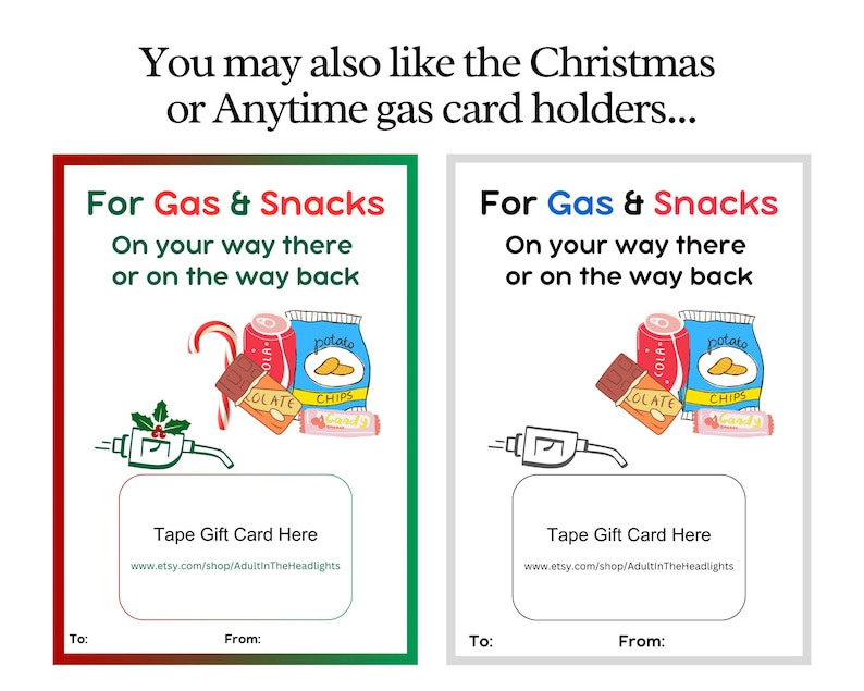 Printable Gas Station Gift Card Holder, Hanukkah Gift, Holiday Gift ...