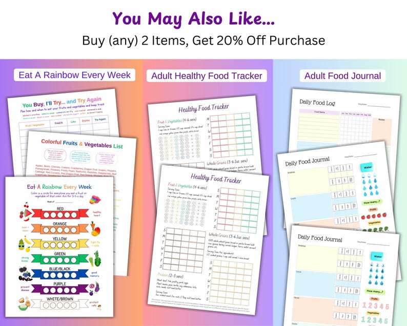 Kids Daily Food Chart, Printable Healthy Eating Tracker, Healthy Food ...