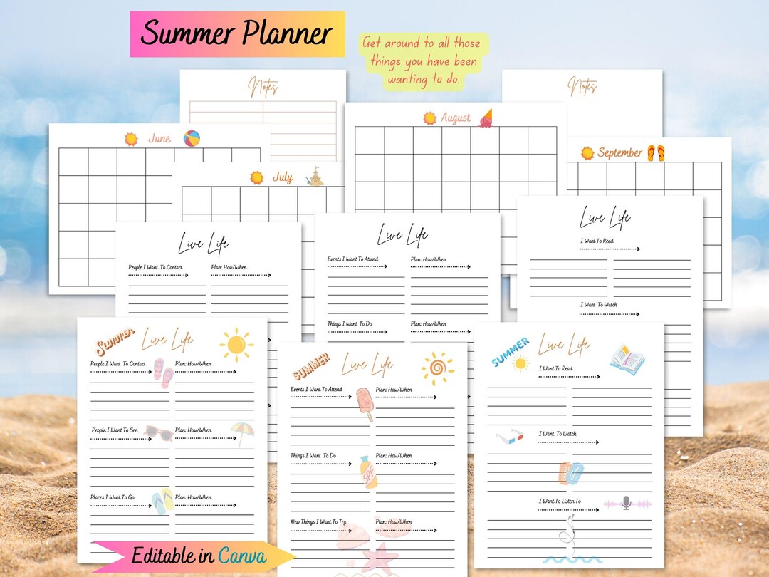 Editable Summer Planner Printable, Summer To-do List Printable ...
