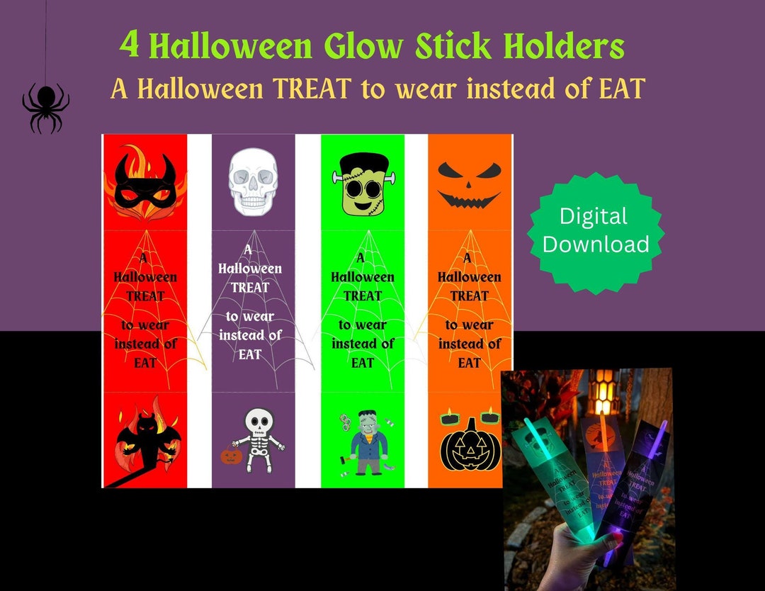 Halloween Glow Stick Tag Printable, Classroom Halloween Favor, Non ...