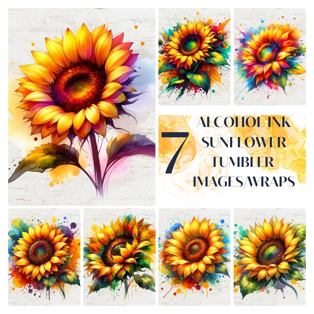 7 Ink Splatter Sunflower Images/ Wraps Instant Download Bundle - Etsy