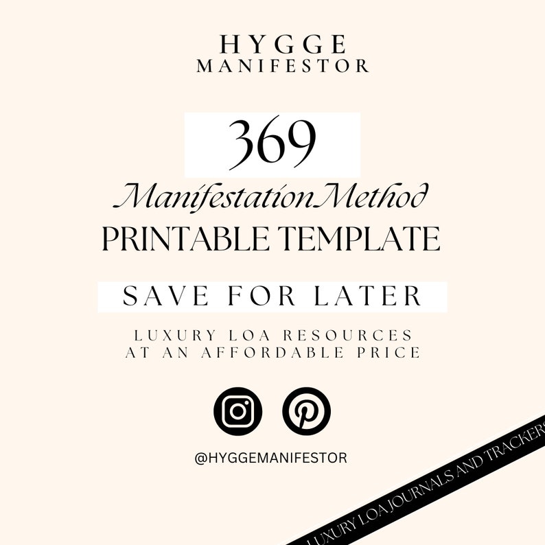 369 Manifestation Method Printable Journal: Law of Attraction Guide ...