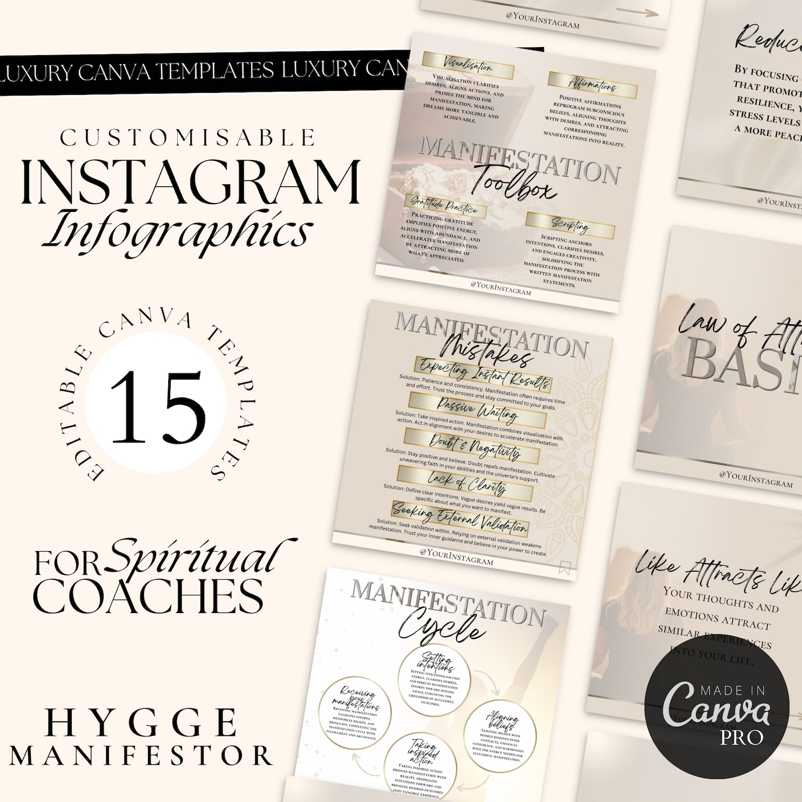 Manifestation Instagram Templates, Spiritual Social Media Posts, Law of ...
