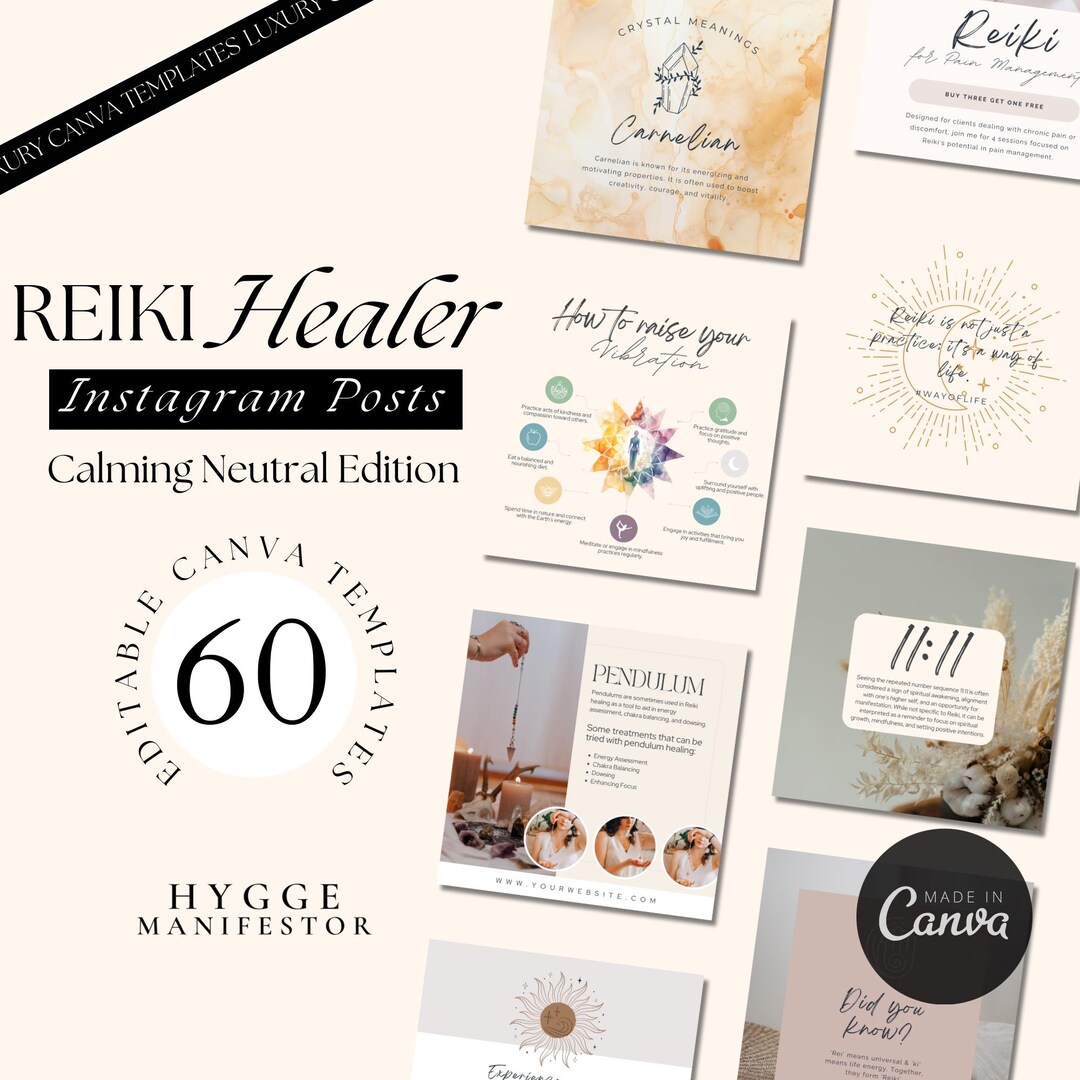 Reiki Instagram Post Templates Mystical Instagram Posts Reiki Marketing ...