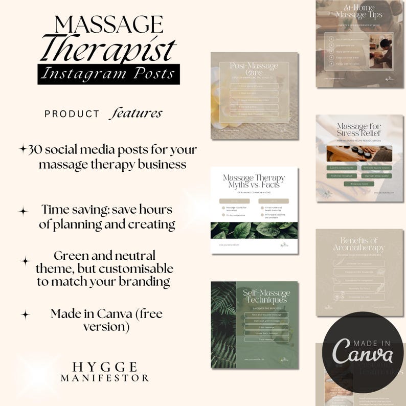 Massage Therapy Social Media Bundle | Massage Therapy Reels | Canva ...