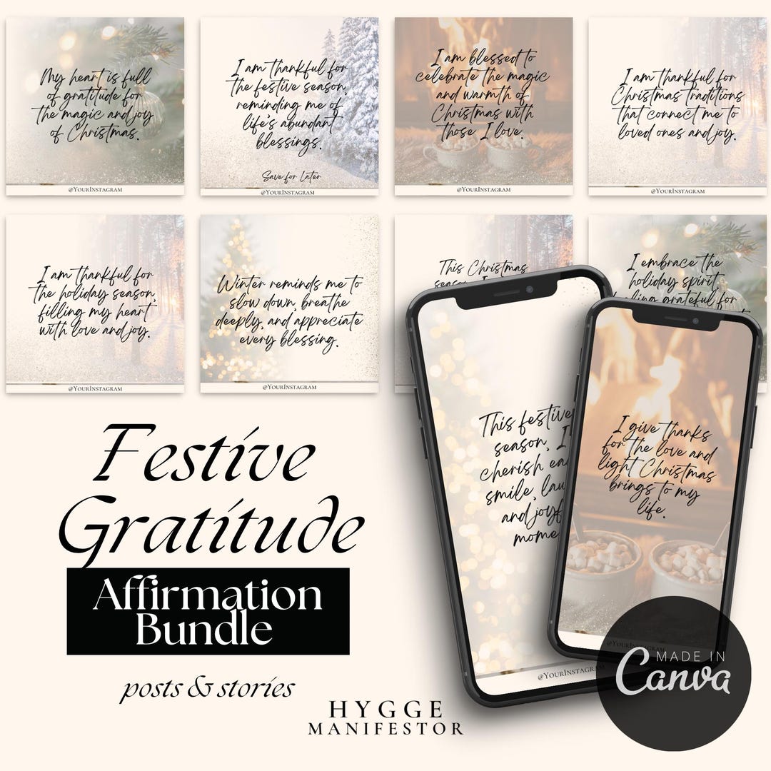 Christmas Gratitude Affirmation Canva Templates: Social Media Posts ...