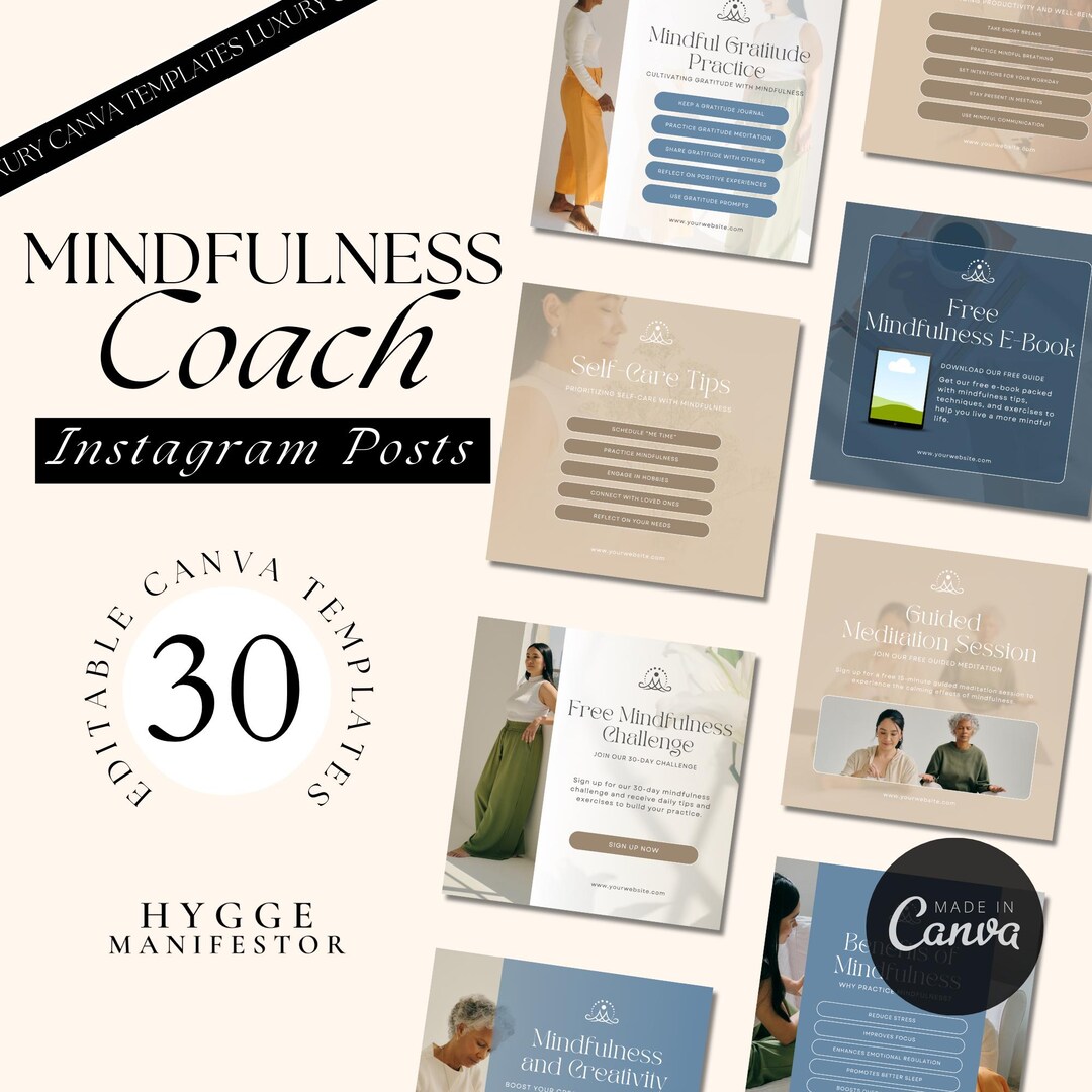 Mindfulness Coach Social Media Posts, Instagram Template, Therapist ...