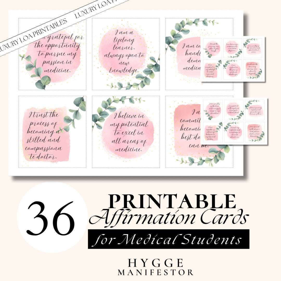 Medical Student Affirmation Cards, Nurse Appreciation Printable ...