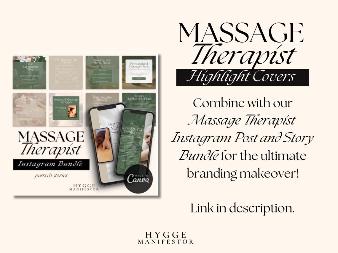 Massage Therapist Instagram Highlight Covers: Spa Branding Kit (canva ...