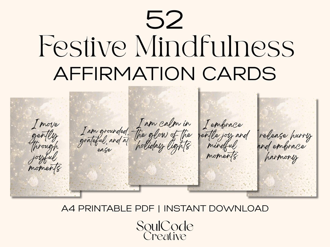 52 Festive Affirmation Cards Printable PDF – Luxury Mindfulness Cards ...