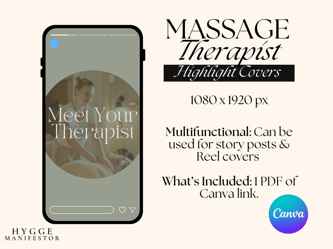 Massage Therapist Instagram Highlight Covers: Spa Branding Kit (canva ...