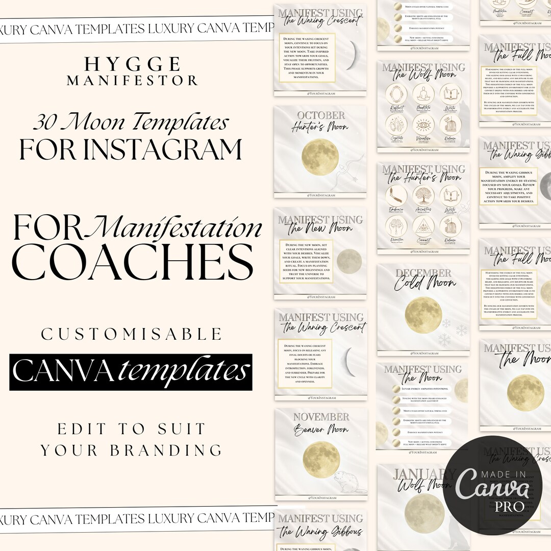 Moon Phases Manifestation Instagram Templates, Law of Attraction ...